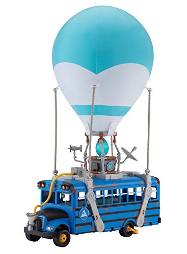 FORTNITE Battle Bus Deluxe - Features Inflatable Balloon with Lights & Sounds, Free-Rolling Wheels on Bus - Includes 4 Inch Recruit (Jonesy) and Exclusive Tomatohead Action Figures