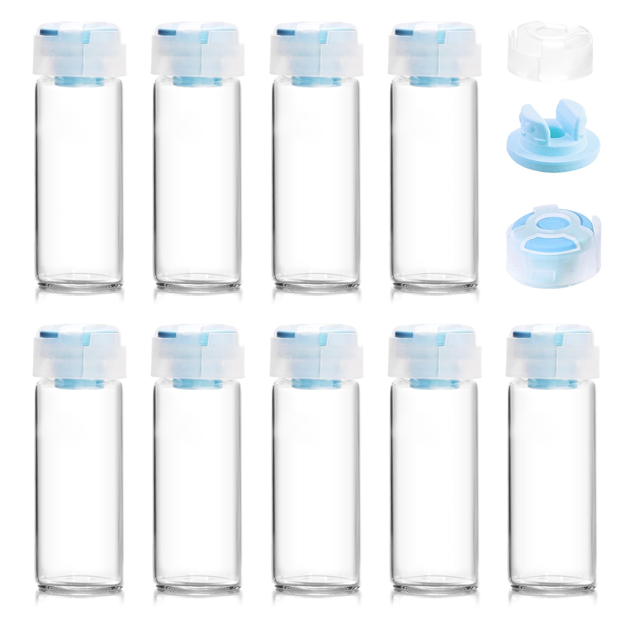 LZHNB 20ml Empty Vial for Injection, with Self-Healing Injection Port, Vials for Injection with Buckle 10Pcs.