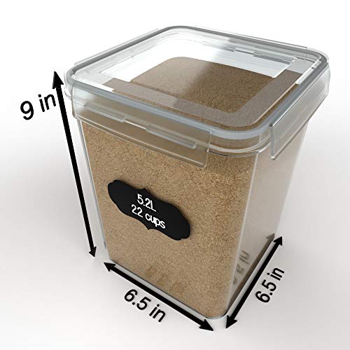Simply Gourmet Airtight Food Storage Containers - Set of 3 Flour and Sugar Canisters for Pantry Storage and Organization - Marker & Labels Included