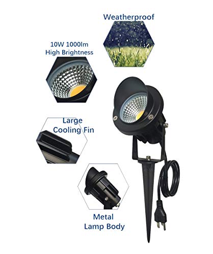 LED Outdoor Spotlight Flag Light 120V 10W Waterproof Spot Lights for Yard Flagpole House Tree Plug in Christmas Landscape Lighting (10W, Warmwhite)