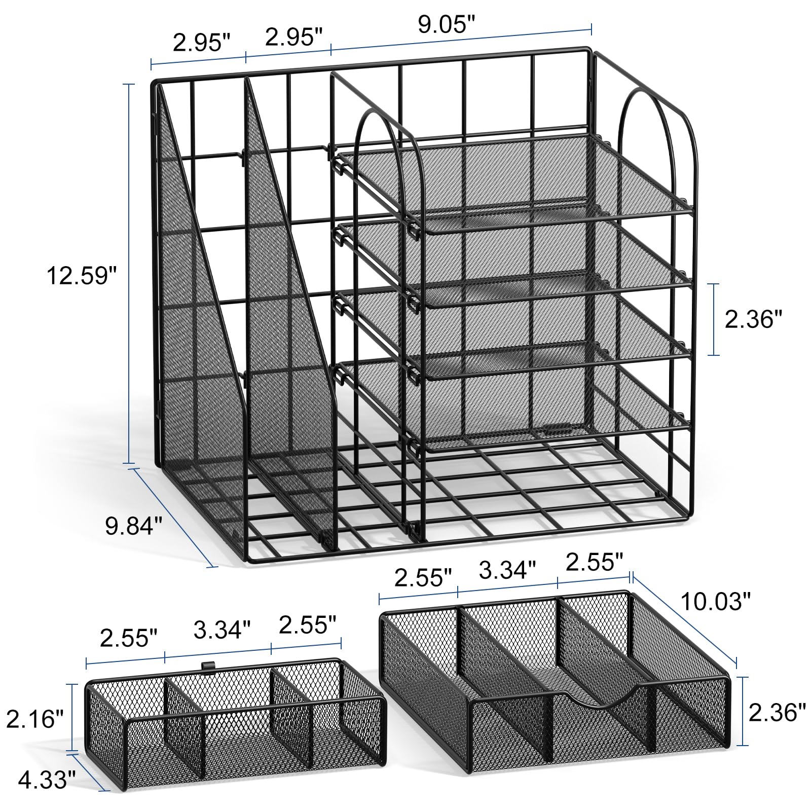 Desk Organizers and Accessories - 5-Tier Desk Organizer Office Supplies with File Holder, Sliding Drawers & Pen Holder, Desktop File Organizer and Storage for Office, School, Home