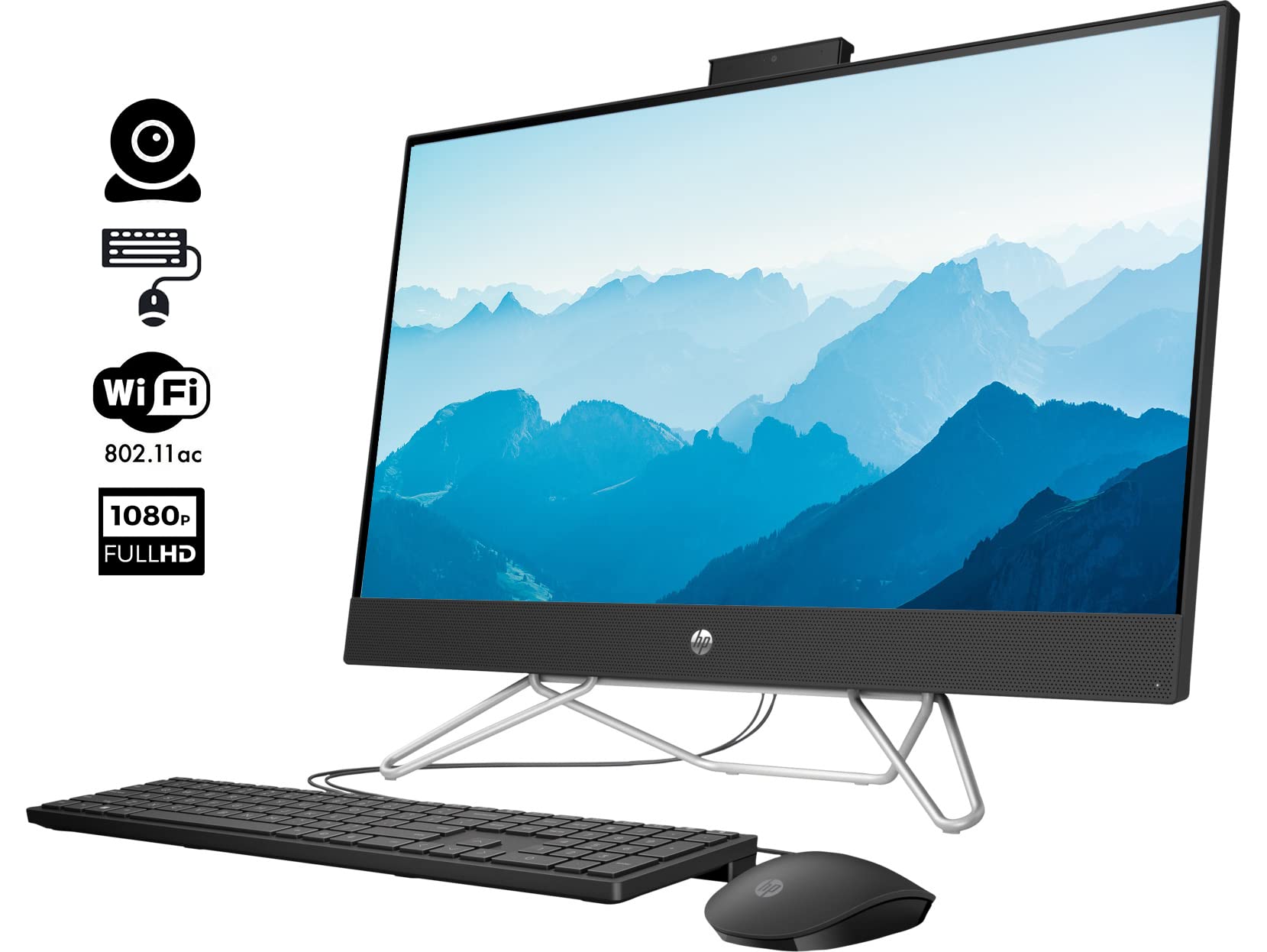HP 2022 Newest All-in-One Desktop Computer, 27'' Full HD Display, AMD Ryzen 5 5500U Processor, 16GB RAM, 1TB SSD, Wi-Fi, HDMI, Webcam, Bluetooth, Windows 11 Home, Black