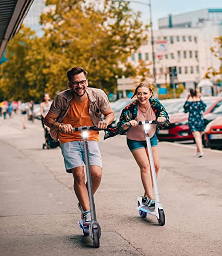 Electric Kick Scooter, 9 inch Pneumatic Tubeless Tires, Max Speed 15.5MPH, Max 15.5/18.6 Miles, 250W/350 Motor, Foldable Electric Scooter for Adults, Max Weight Capacity 220lbs-White