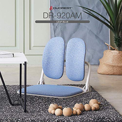 Duorest Folding Floor Chair, Sponge Seat, System with Twin Backrests, Maintain Posture and Comfort, Ergonomic for Home and Office, Mediation Reading Gaming Stadium [Leaf Blue]