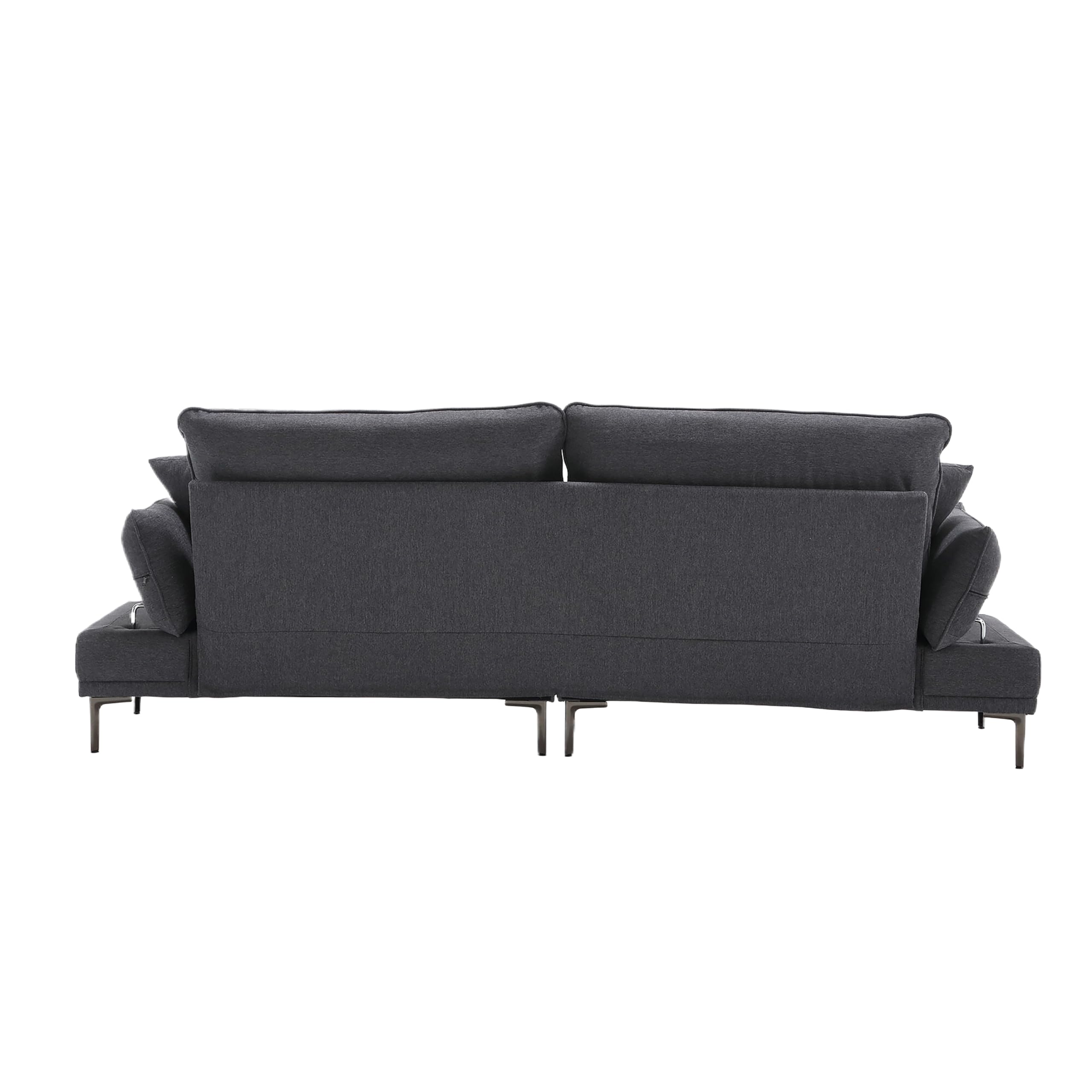 Spacious Loveseat Sofa with Metal Legs,Modern Futon Design, Tufted Accent, Convertible Arms,2-Seater Cloud Sofa for Living Room and Apartment (Dark Gray)