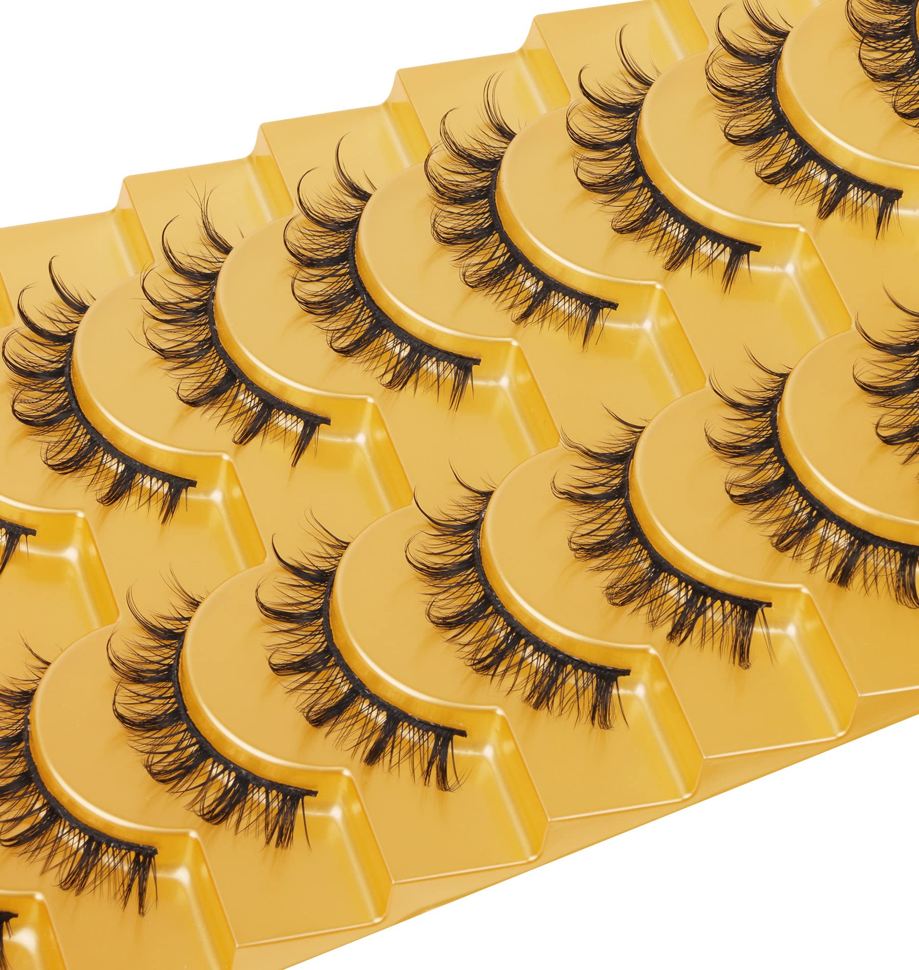 Manga Lashes Natural Look Wispy Fasle Eyelashes Anime D Curl Lashes that Look Like Extensions Spiky Natural Cosplay Russain Strip Lashes Soft Handmade Lashes Pack