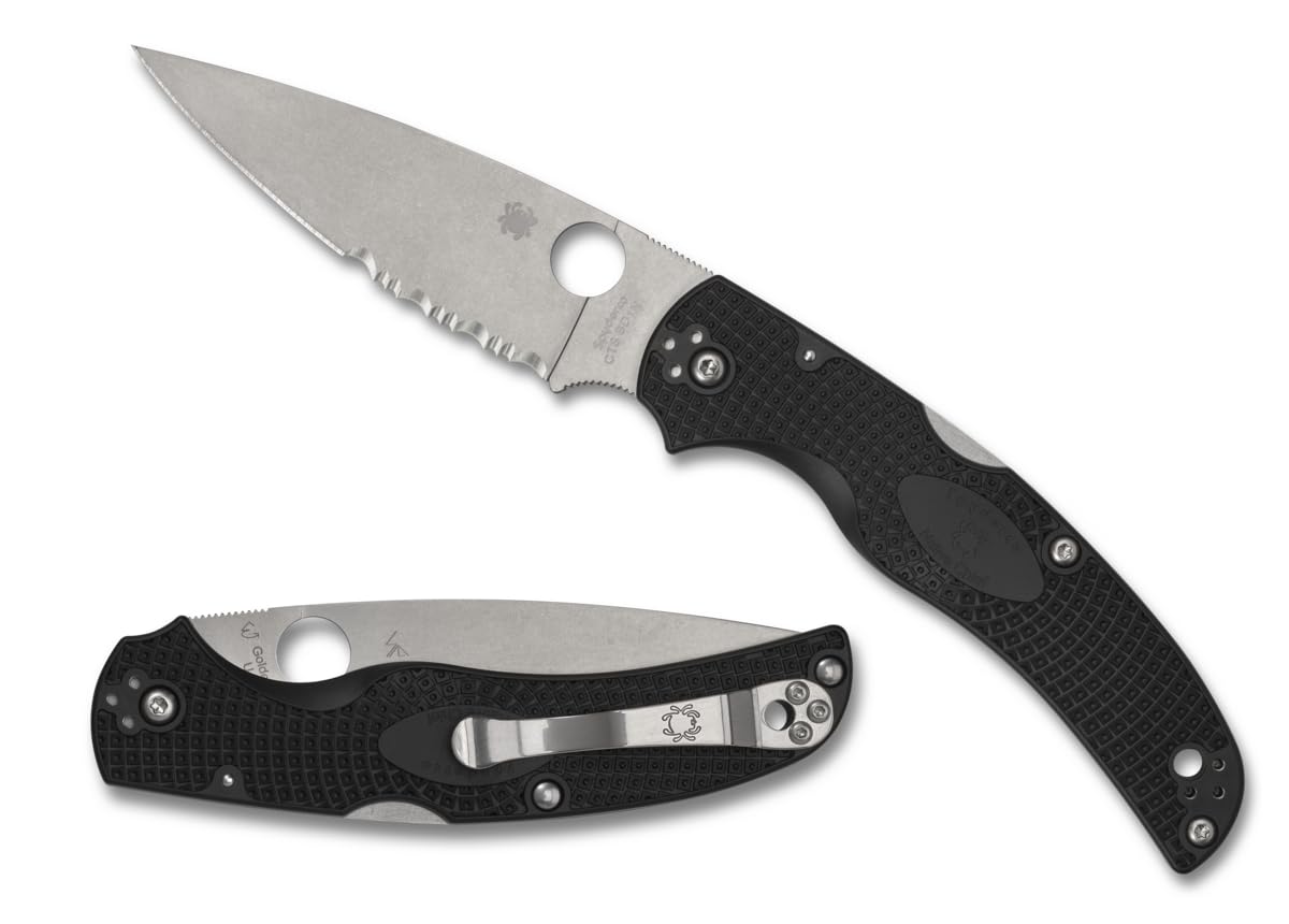 Spyderco Knives Native Chief Lightweight C244PSBK Serrated CTS-BD1N Black Pocket Knife
