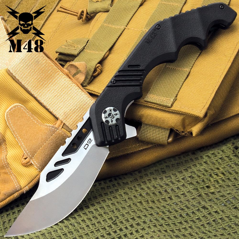 M48 Warthawg Pocket Knife | D2 Tool Steel Blade | Ball Bearing Opening | Pocket Clip | Injection-Molded Nylon Handle | Closed Length 6.75β