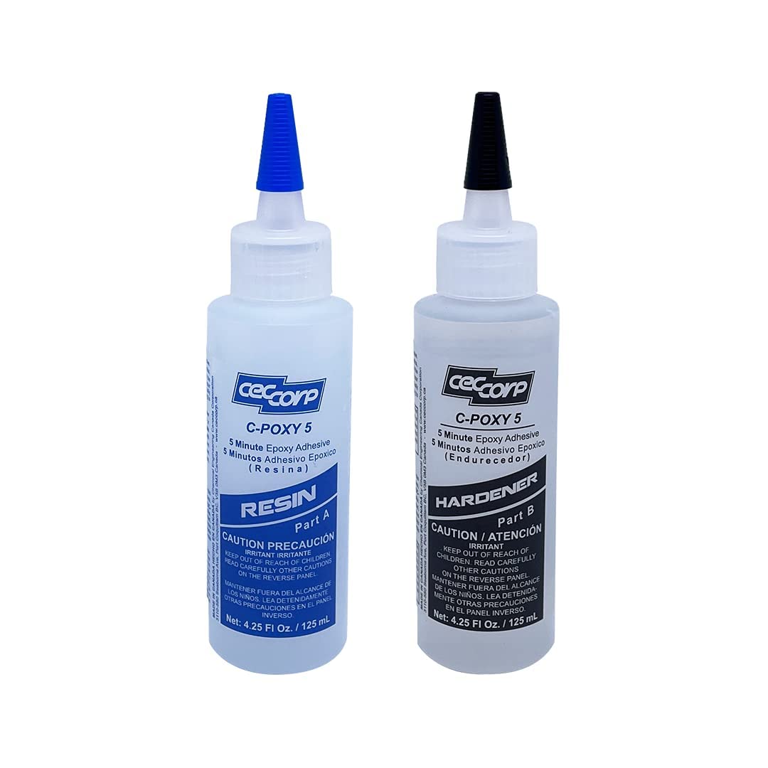 Five Minute Epoxy Glue Adhesive C-POXY 5 by CECCORP (8.5 Oz Combined) – Fast Setting, Quick Cure, Clear Epoxy Glue, General Purpose, 5 Minute