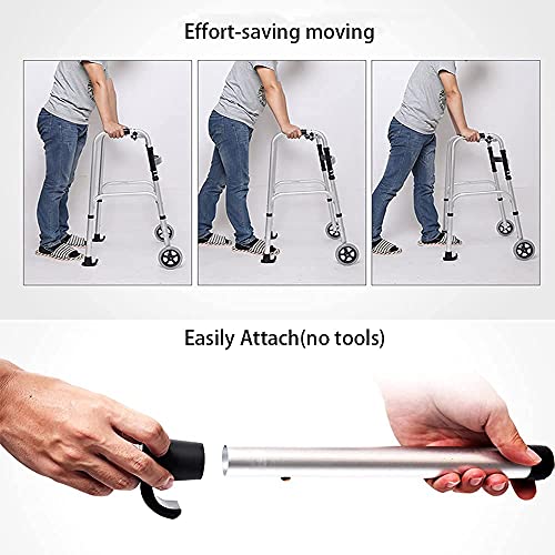 Walker Ski Glides, for1 1/8 Inch Tubes,Pop and Glide Easy Use Walker Skis, Heavy Duty Coaster Skis for Medical Walkers,Black (2),QingTD
