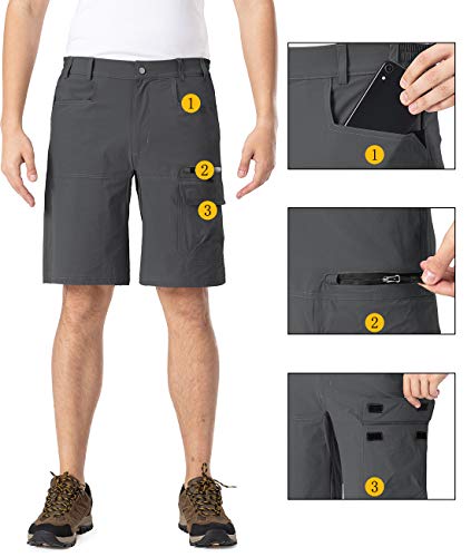 Gopune Men's Lightweight Quick Dry Shorts Workout Running Gym Cargo Shorts (Deep Grey,36)