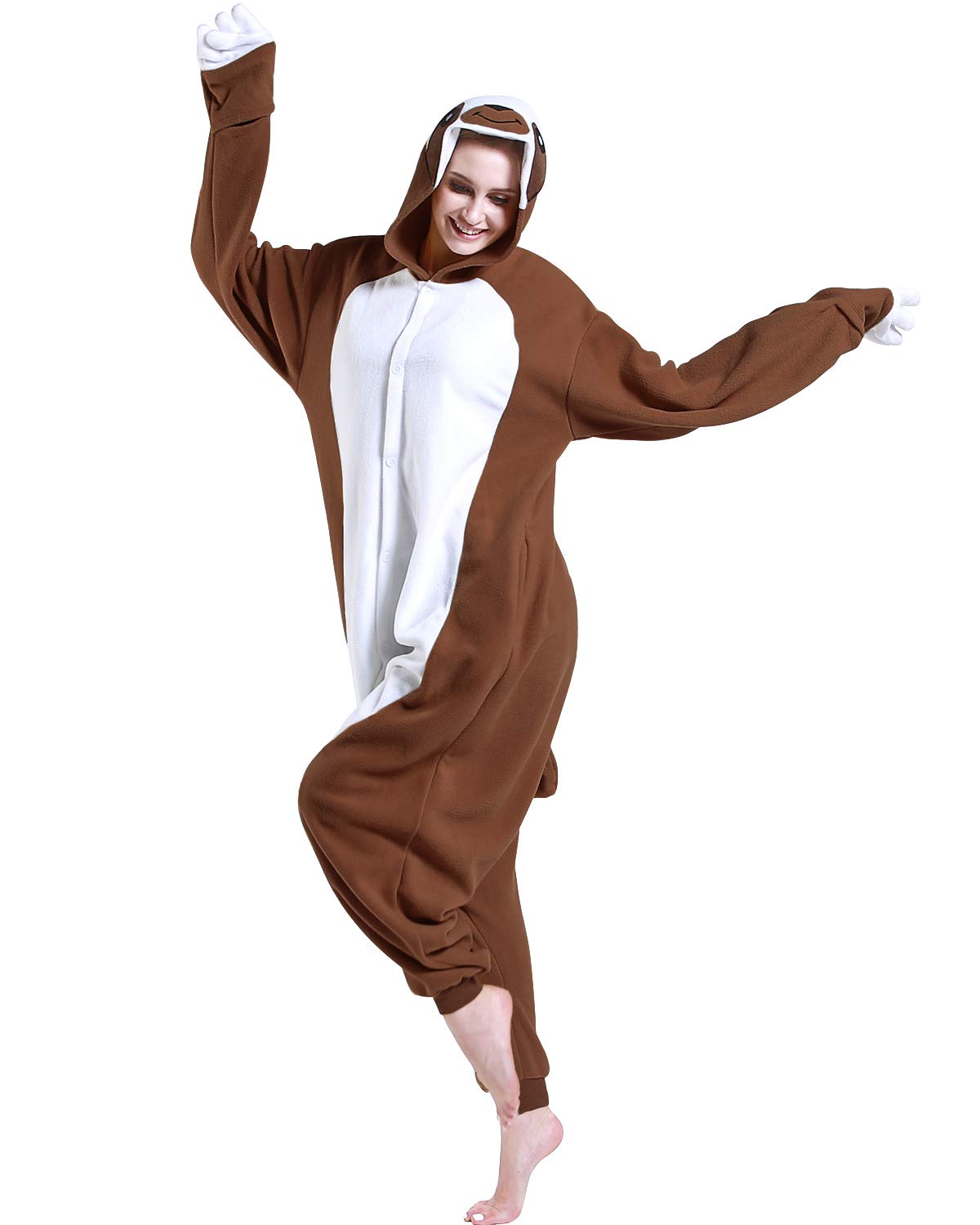 DOITNOW Sloth Pajamas Unisex Adult Jumpsuit Animal Cosplay Costumes (XL, Brown)