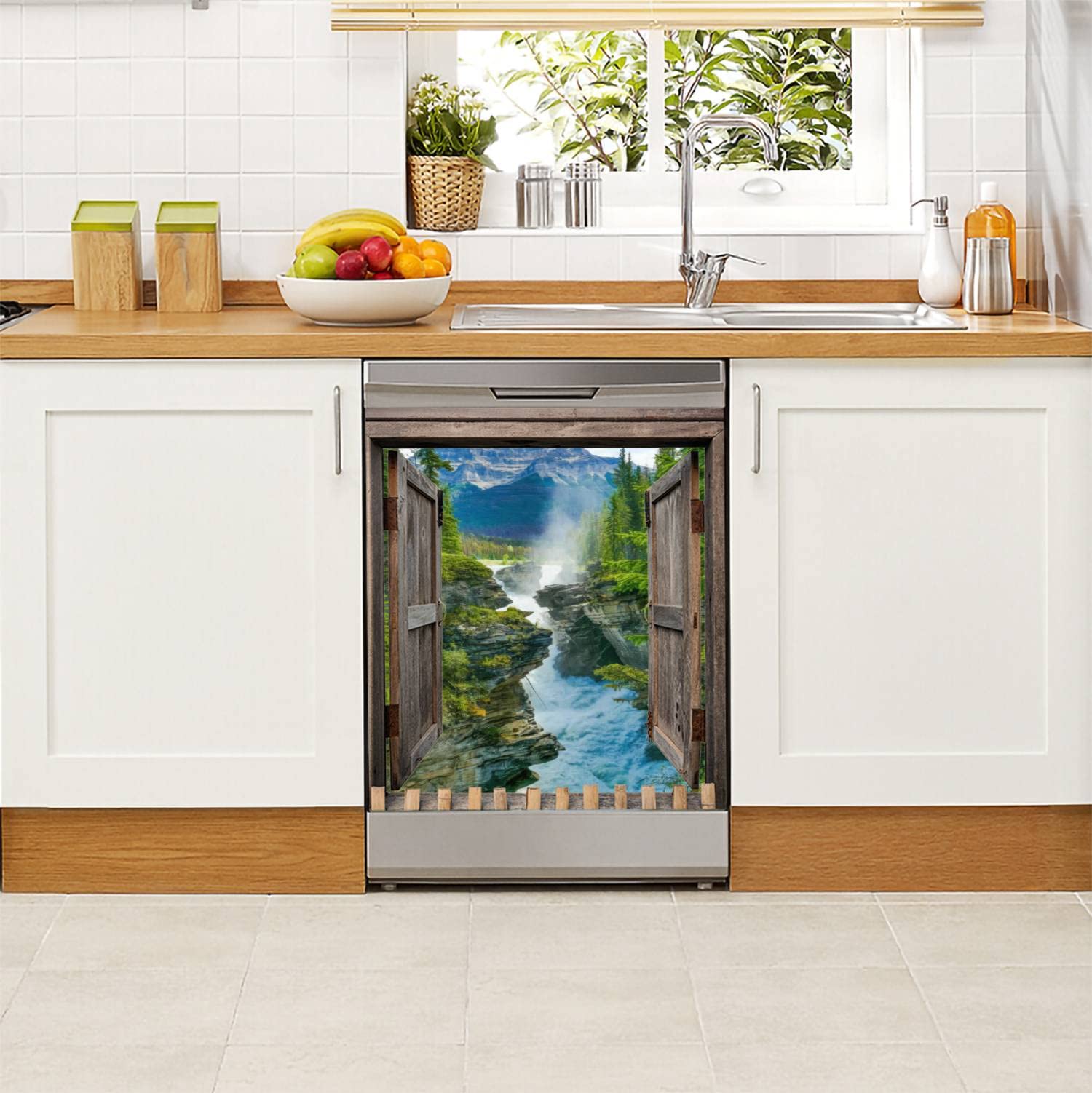 Dishwasher Magnet Cover Athabasca Falls Gorge Jasper Canada Magnetic Refrigerator Stickers Decorative Appliance Cover Fridge Panels Metal Door Garage 23x26in