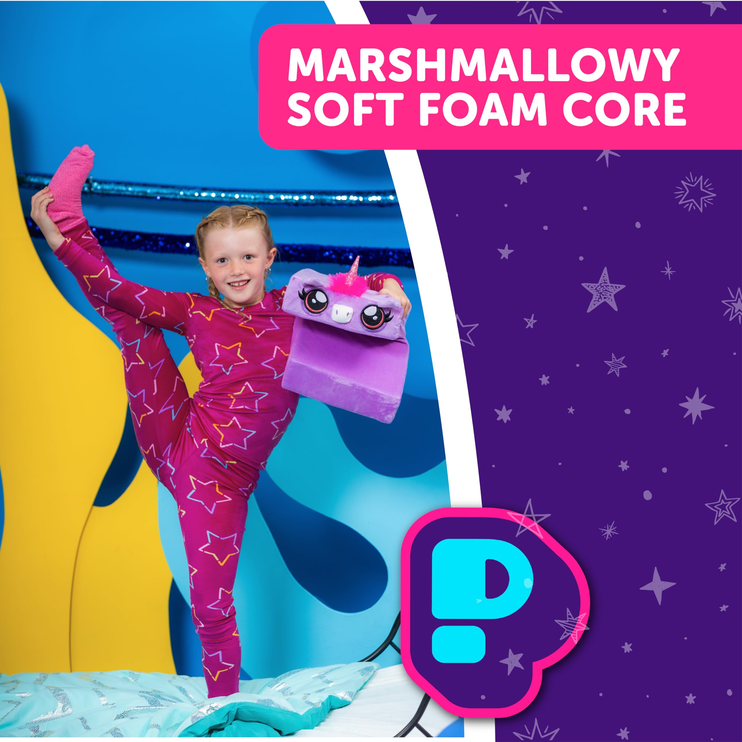Pillow Cube Kid Cube - Toddler Pillow, Animal Pillows for Kids, Plush Pillows for Sleeping, Plushies, Memory Foam - Crystal, Unicorn Pillow