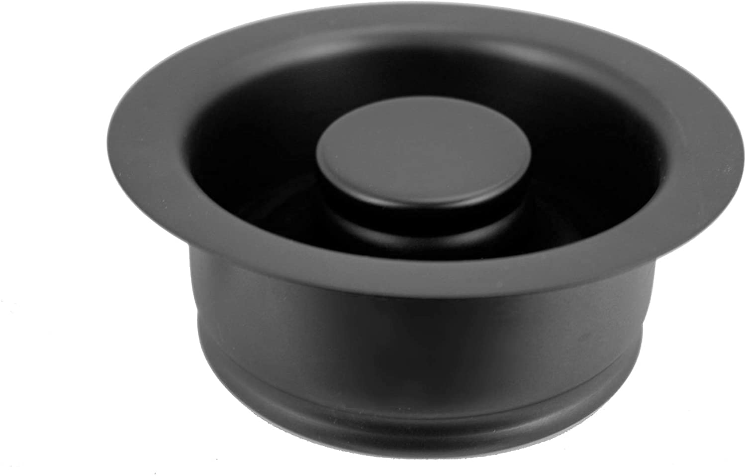 Westbrass D2165-25-62 4-1/4" OD Post Style Large Kitchen Basket Strainer with Waste Disposal Flange and Stopper Drain Set, 1-Pack, Matte Black