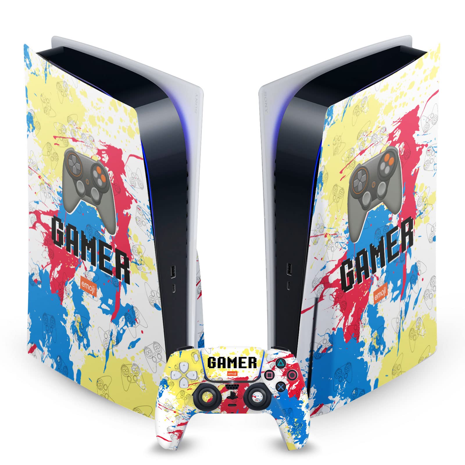 Head Case Designs Officially Licensed Emoji Gamer Art Patterns Matte Vinyl Faceplate Sticker Gaming Skin Case Cover Compatible with Sony Playstation 5 PS5 Disc Edition Console & DualSense Controller