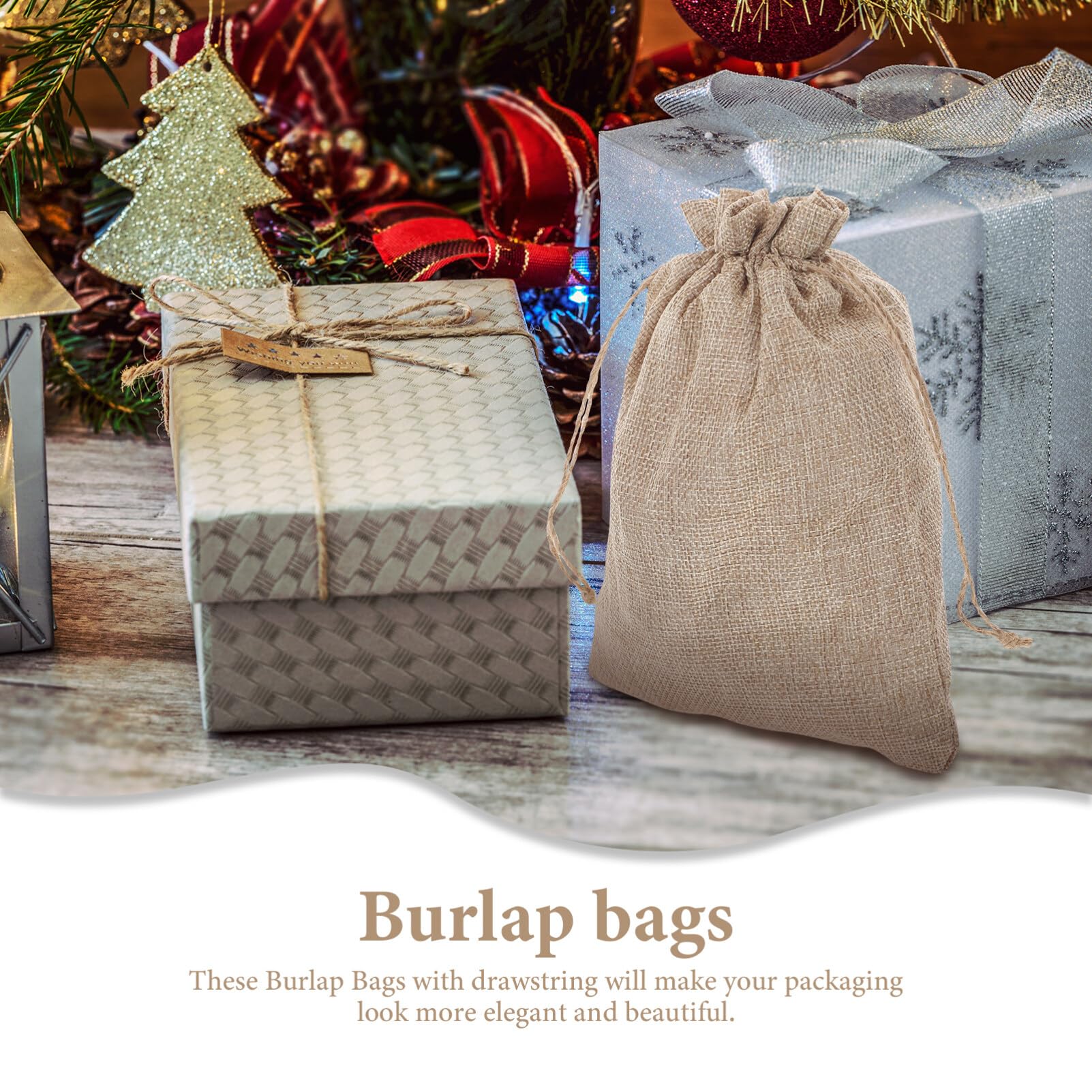 EXCEART 10Pcs Large Drawstring Bags Drawstring Bags Small Burlap Gift Bags Burlap Bags With Drawstring Convenient Bags Gift Bag With Drawstring Cotton linen Christmas convenience bag