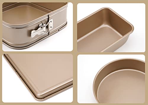 HYTK Nonstick Baking Pans Set for Starter,10x15Inch Cookie Sheet Tray 6 Cup Muffin Tin 9Inch Round and Square Springform Cake Pan 1Lb Loaf Bread Pan Carbon Steel Bakeware Gift 5pcs Non-Toxic BPA Free