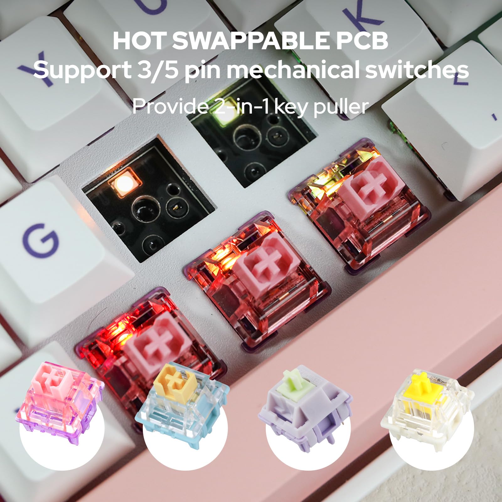 EPOMAKER EP84 84-Key RGB Hotswap Wired Mechanical Gaming Keyboard with PBT Dye-subbed Keycaps for Mac/Win/Gamers (Gateron Red Switch, Grey Black)