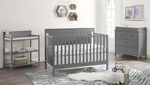 Oxford Baby Lazio 4-in-1 Convertible Crib, Dove Gray, GreenGuard Gold Certified
