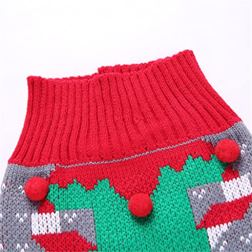 Ornaous Cute Dog Cat Ugly Christmas Sweater, Pet Xmas Elf Knitted Sweater Warm Clothes for Holiday (XXL Size)