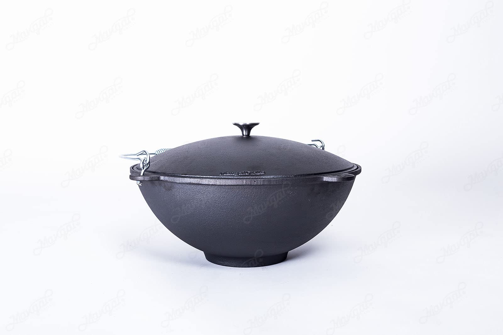 MangalGrills Kazan Cast Iron Cauldron Qazan Qozon Kadai Caldero Plov Pilaf Shorpa Uzbek Wok (9L-2.3Gal.)
