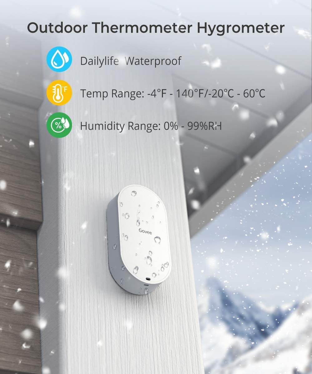 Govee WiFi Hygrometer Thermometer, Wireless Temperature Humidity Sensor with App Alerts, for Greenhouse, Basement, Pets, Garage, 1 Sensor and 1 Gateway (Supports 2.4G WiFi)