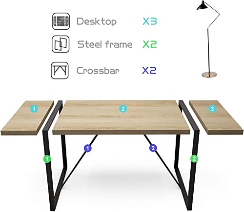 TABU 63 Inch Rectangular Multi-Purpose Table for 4-6, Industrial Style Heavy-Duty Table with Wood Tabletop and Metal Frame for Home,Office,Dining Room