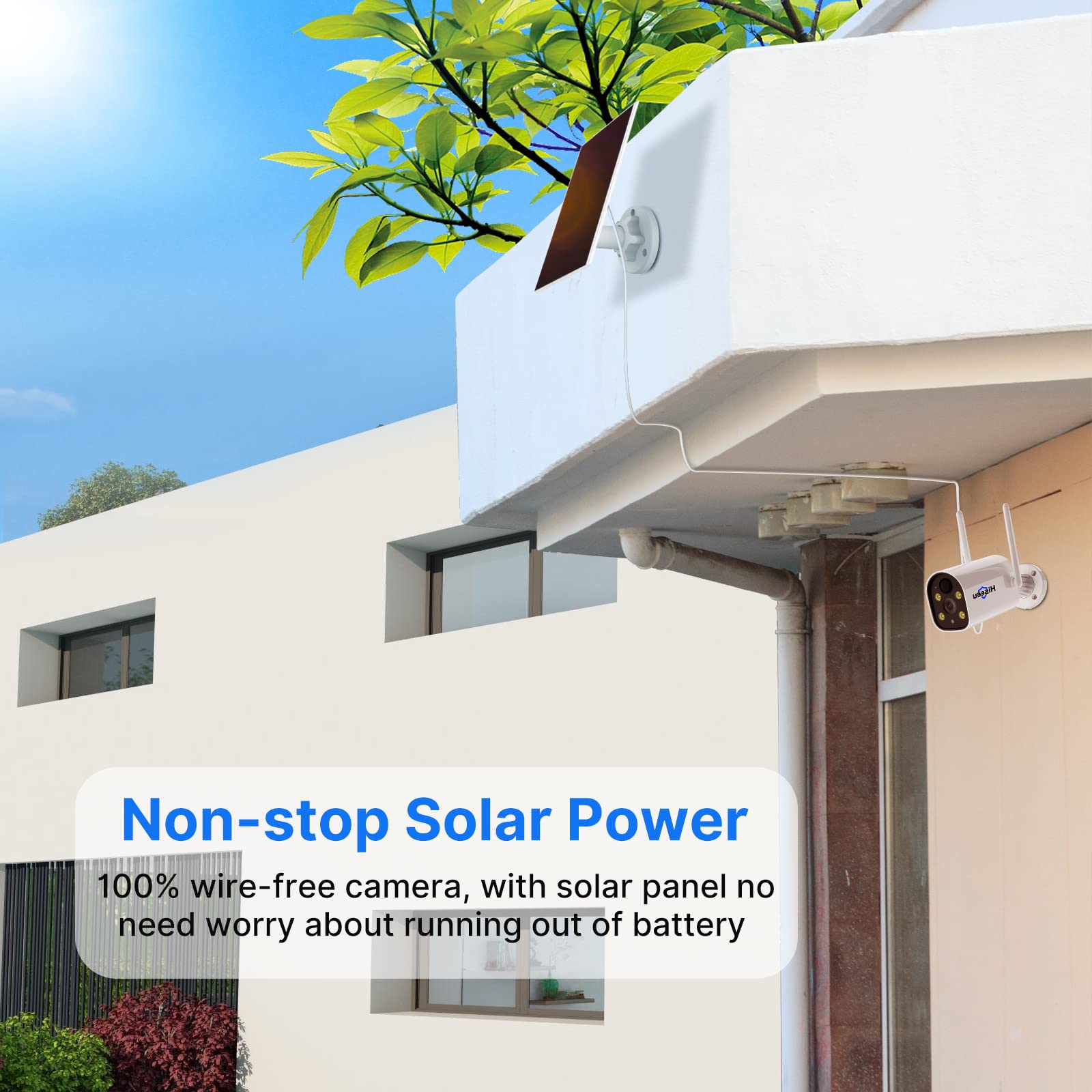 Hiseeu Solar Battery Powered Wireless Security Camera System,100% Wire-Free 8-Cam Kits,2K HD, Spotlight, Color Night Vision, 2-Way Audio, PIR, Wall Mount, Waterproof, Record with 1TB HDD Home Secuirty