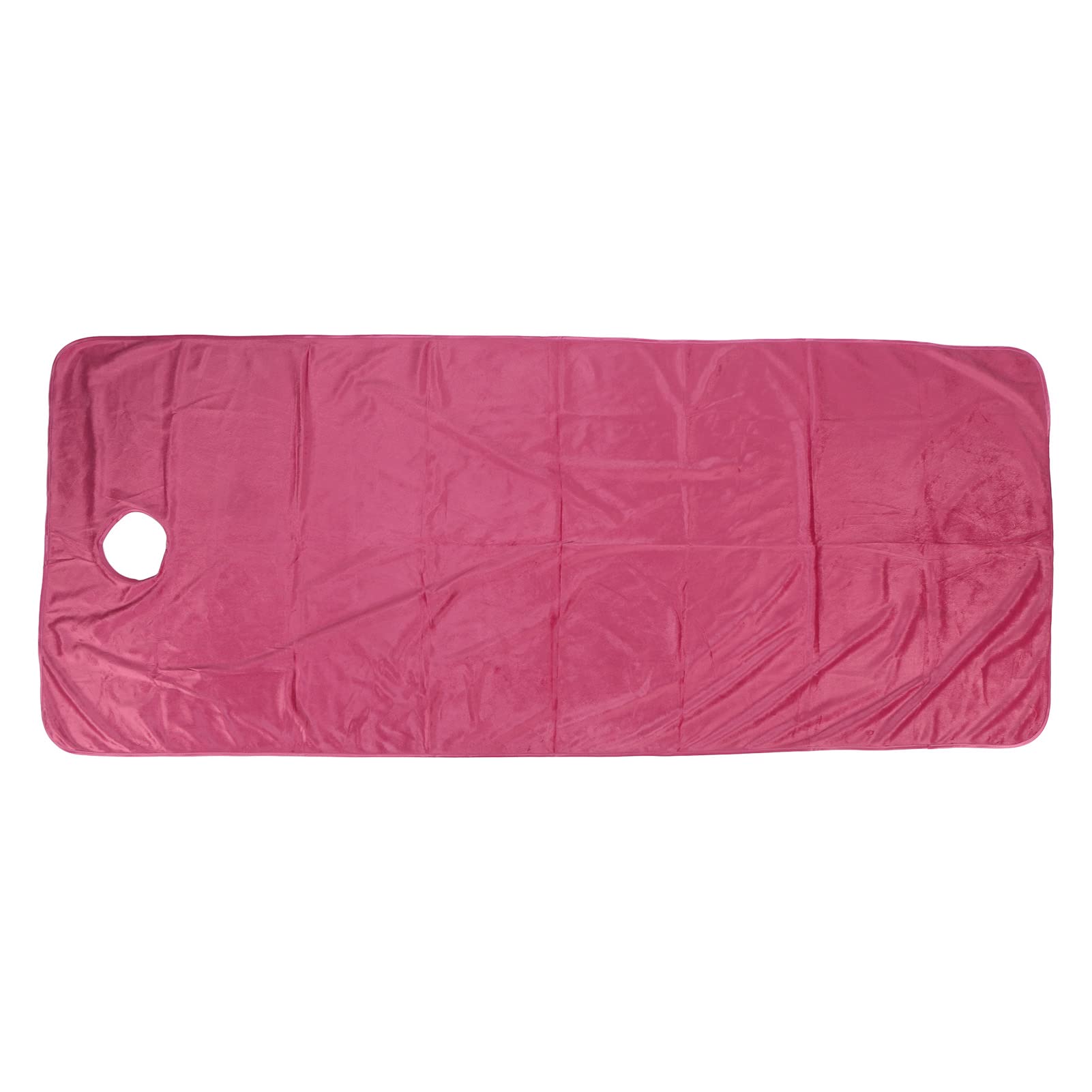 Massage Table Sheet, Soft Short Plush Beauty Salon Bed Massage Sheet, Warm Thickened Spa Equipment Facial Bed Cover with Face Hole (Fuchsia)