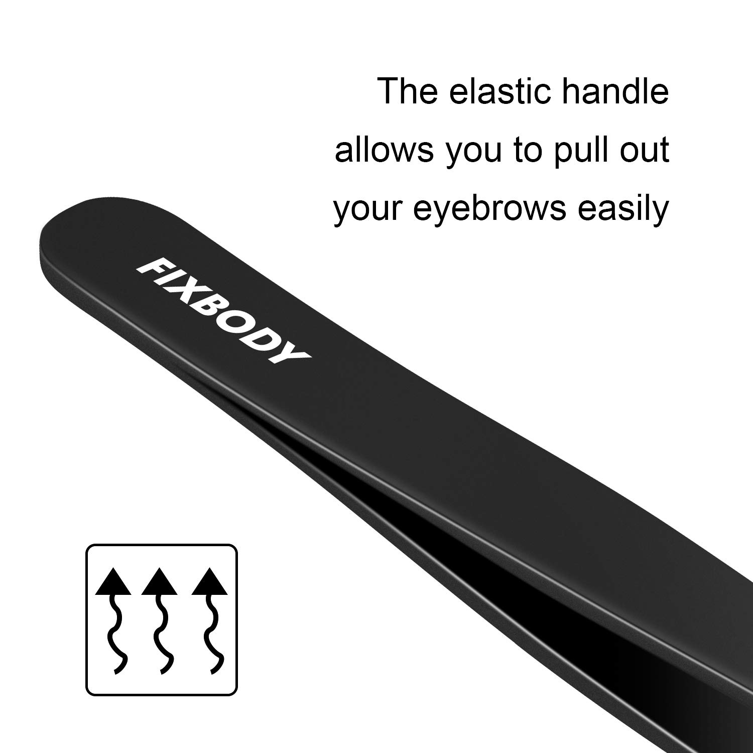 FIXBODY Stainless Steel Eyebrows Plucking Tweezers, Precision Flat and Slant Eyebrows Tweezer Set for Ingrown Hair, Black