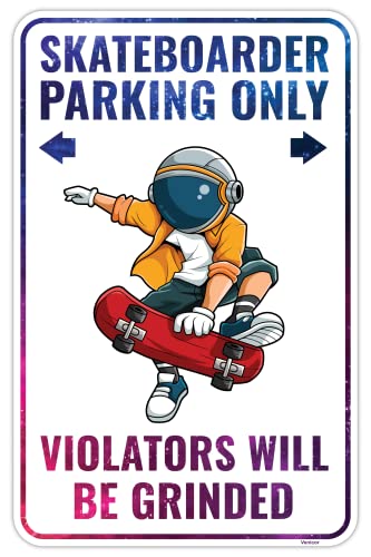 Venicor Skateboard Sign Decor - 9 x 14 Inches - Aluminum - Skateboarding Skate Accessories Stickers Party Decorations Bedroom Room Home Decoration Poster Stuff