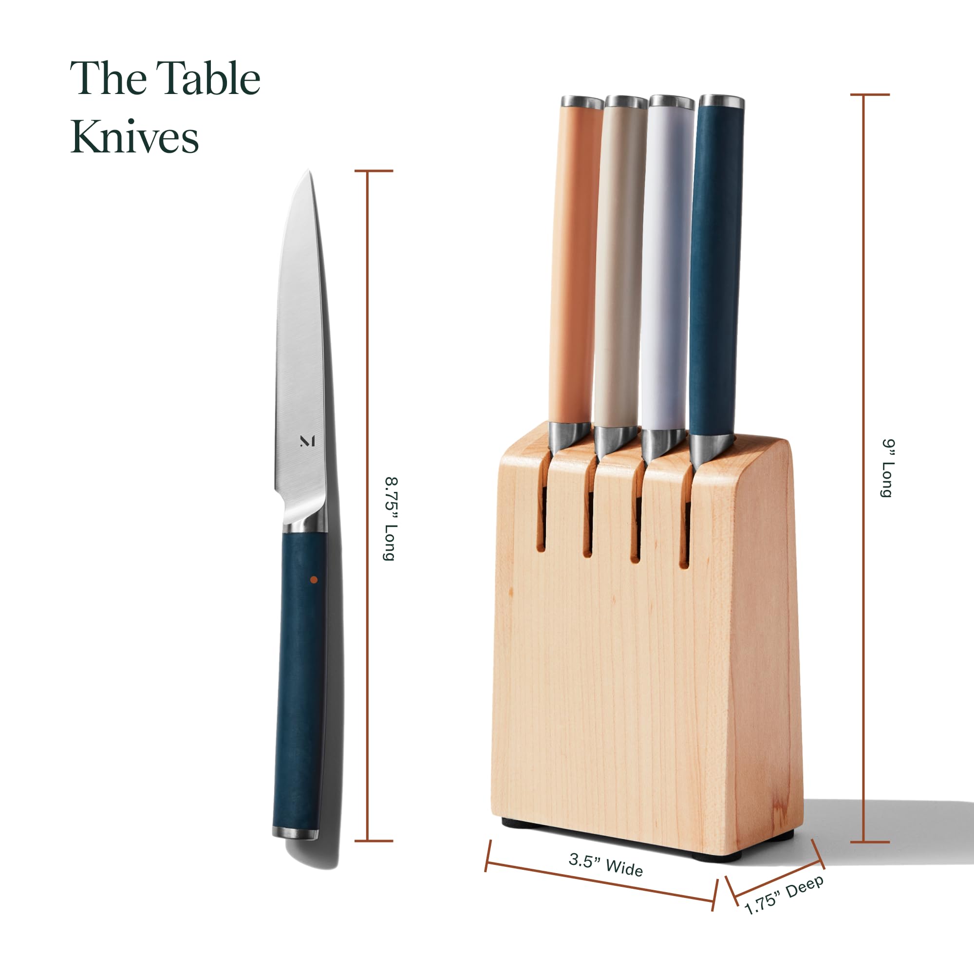 Material, The 5pc Stainless Steel Steak Knives Set, 4 Knives + Holder, Razor Sharp, Matte Finish, Dishwasher Safe, Deep