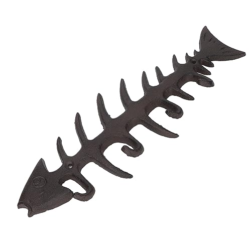 Stylish Fish Bones Towel Rack Hand Towel Holder Wall Mounted Silver Kitchen Bathroom Decorative Towel Rack Organizer 4 Hooks (7701O-3501)