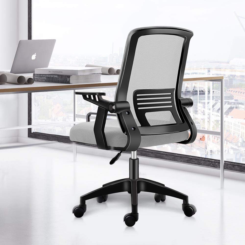 Ergonomic Office Chair, mesh Computer Desk Chair with Wheels Rolling Chair for Home Office Modern Cheap Comfy Office Chairs with arms Height Adjustable Back Lumbar Support Grey Task Chair (Grey)