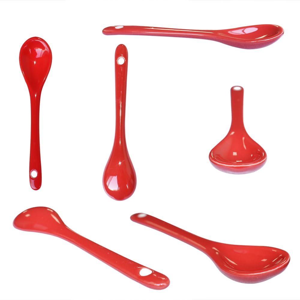Xmomx 10 Color Porcelain Egg Spoons Ceramic Spoons 5 inch Coffee Dessert Yogurt Tea Milky Tea
