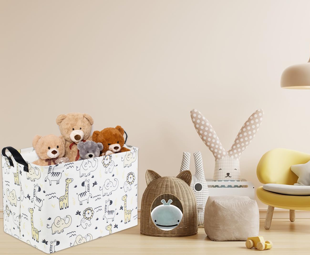 HIYAGON Rectangular Dog Toy Bin,Fabric Dog Toy Storage Basket Storage Boxes,Collapsible Storage Basket for Pet Toys, Blankets, leashes, chew Toys, Diapers