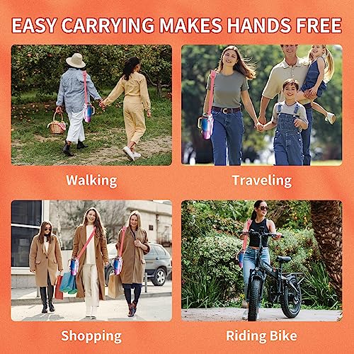 Water Bottle Carrier Bag for Stanley Quencher H2.0, 40oz Bottle Pouch Holder with Adjustable Shoulder Strap, Water Bottle Sling Sleeve with Phone Pocket for Hiking Travelling Camping (Bluepurple)