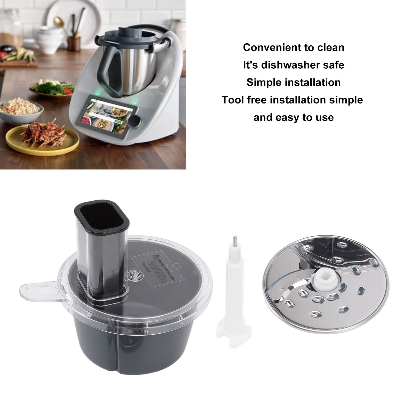 Food Processor Machine Accessories Fit For Vorwerk Thermomix TM5 TM6,Multifunctional Stainless Steel Graters Cutter Slicers with Container Food Processor Helper for Kitchen