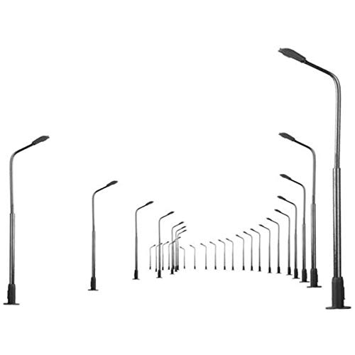 KVSERT 20Pcs Railway 10cm Lamp Post Street Lights HO Scale 1:87 LED 3V Resistors LQS08 Single Head- White