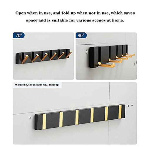 oiakus Wall-Mounted Coat Rack, Aluminum Wall Mounted Folding Hanger, Modern Coat Hook Hook Rack with 6 Hooks, Space Saving Hanger for Hats, Keys,Bag,Towel