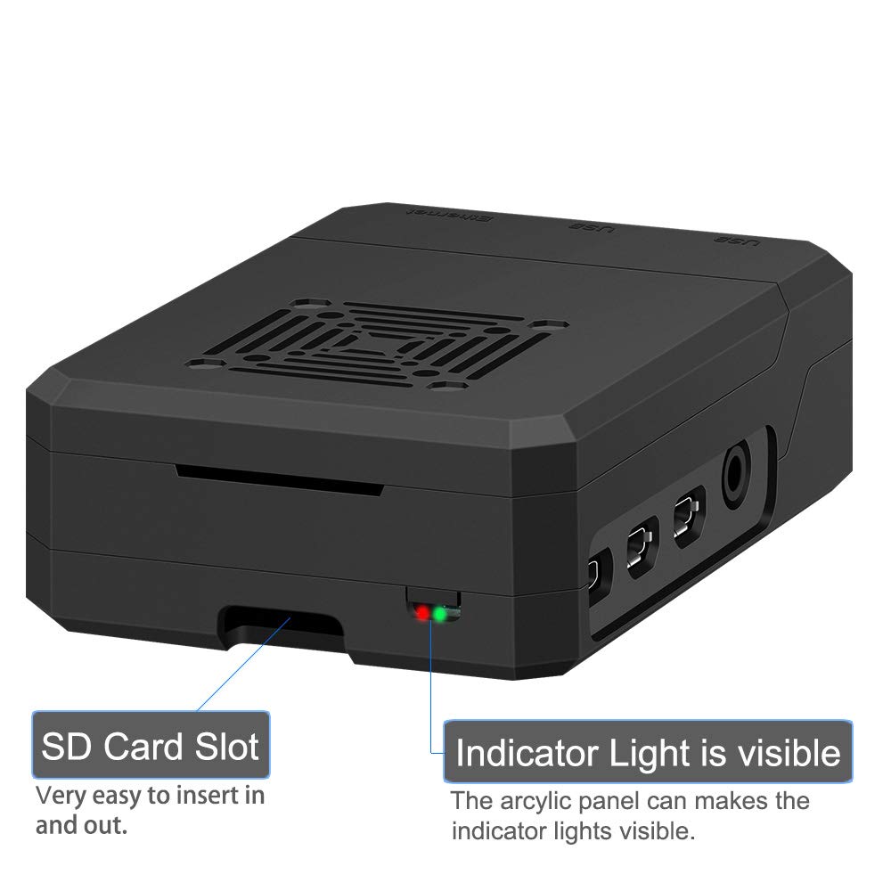 MazerPi Raspberry Pi 4 4GB Max Kit - 64GB Edition, Case with Fan, 20W 5V 4A Power Supply ON/Off Switch, HDMI Cable for 4B (4GB RAM), Black