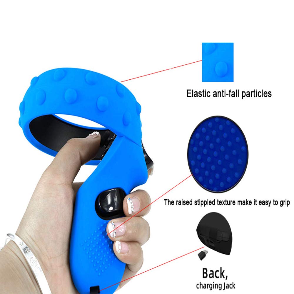 Esimen Controller Skin for Oculus Quest Rift S Premium GelPremium Gel Shell Silicone Grip Covers Protection Covers Featuring Low-Profile Friction Studs (Set of 2) (White)