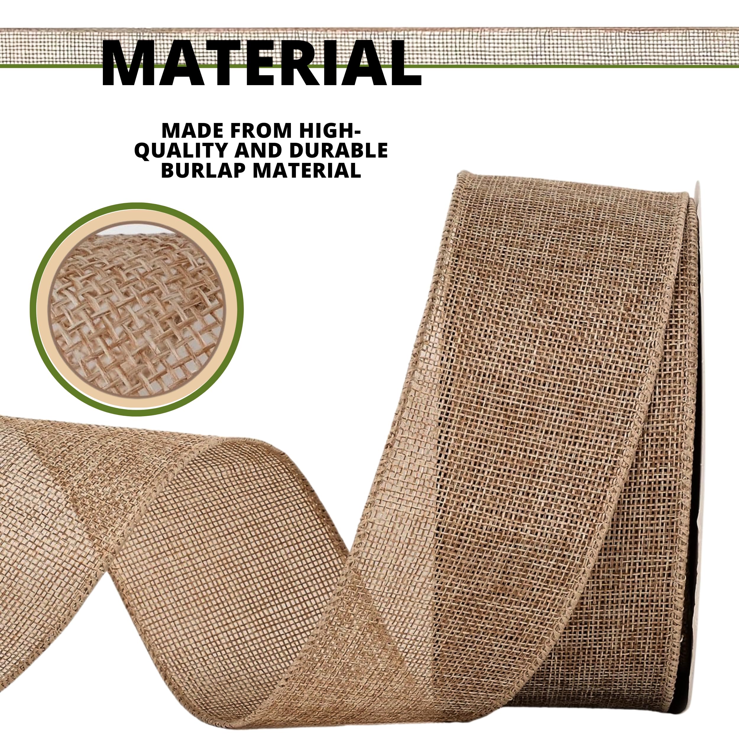 Natural Burlap Ribbon for Crafting β 3 Inch x 10 Yards Burlap Wired Ribbon for Christmas Home Decor Gift Wrapping DIY Crafts Wedding Bow Making Wreath