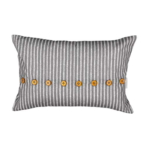 Waverly Stencil Vine Modern Striped Rectangular Decorative Throw Pillow, 14" x 22", Charcoal