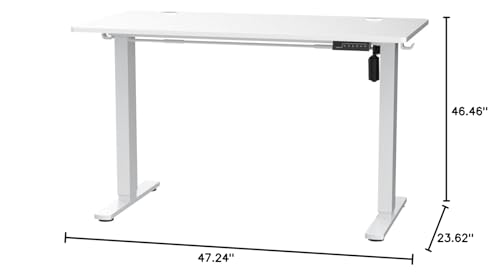 DUMOS Standing Desk, Electric Height Adjustable Table with Memory Preset Ergonomic Computer Workstation with T-Shaped Bracket Suitable for Home Office, 47''x24'', White