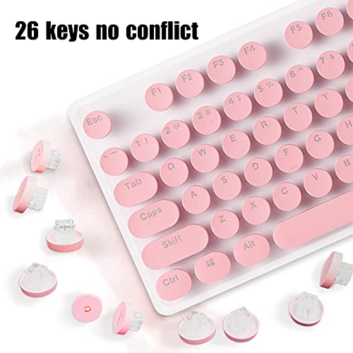 LexonElec Wired USB Keyboard Mouse Combo Gamer N518 104 Keys White LED Backlit Punk Keycap Ergonomic Pro Gaming Keypad + 1600DPI 4 Buttons Optical Game Mice for Laptop PC (Pink & White Light)