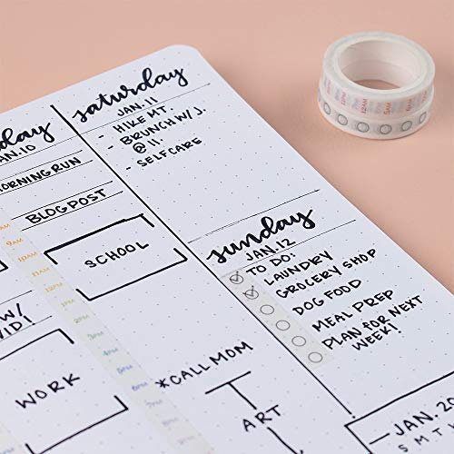Erin Condren Designer Washi Tape Duo - Checklist and Hourly Layouts, 2 Rolls, 16 Feet Each. Decorative Adhesive Tape for Customizing Notebooks, Calendars, Agendas, and More