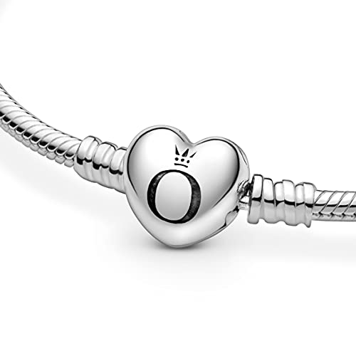 PANDORA Jewelry Moments Heart Clasp Snake Chain Charm Sterling Silver Bracelet, 6.3", No Box