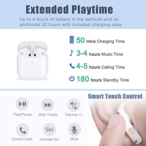 Wireless Earbuds, Bluetooth Earbuds IPX7 Waterproof Wireless Bluetooth with Microphone Charging Case 24H Playtime,Pop-ups Auto Pairing Hi-Fi Stereo Sound Headset for iPhone/Samsung/iOS/Android